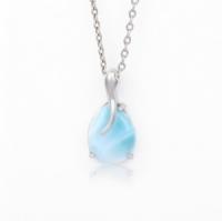 China 925 Larimar Sterling Silver Necklace Oval Cabochon Gemstones OEM for sale