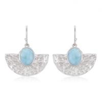 China Cabochon S925 Blue Larimar Silver Jewelry Butterfly Drop Earrings for sale