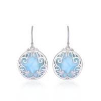 China Cabochon S925 Blue Larimar Silver Jewelry Butterfly Drop Earrings for sale