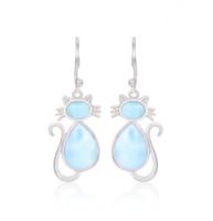 China Cabochon S925 Blue Larimar Silver Jewelry Butterfly Drop Earrings for sale