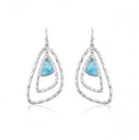 China Cabochon S925 Blue Larimar Silver Jewelry Butterfly Drop Earrings for sale