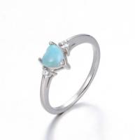 China Natural Cabochon Larimar Silver Jewelry Gemstone Ring 925 Solid Sterling Silver for sale