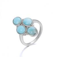 China Natural Cabochon Larimar Silver Jewelry Gemstone Ring 925 Solid Sterling Silver for sale