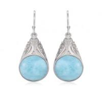 China 925 Sterling Silver Natural Larimar Heart Earrings Customized for sale