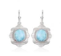 China 925 Sterling Silver Natural Larimar Heart Earrings Customized for sale