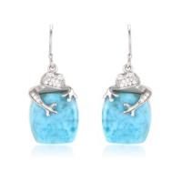 China 925 Sterling Silver Natural Larimar Heart Earrings Customized for sale