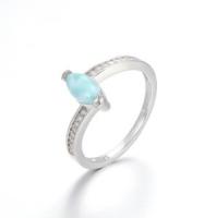 China Custom Gemstone Larimar Silver Jewelry Heart Edge White Diamond Ring for sale