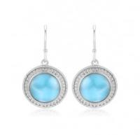 China 925 Sterling Silver Natural Larimar Heart Earrings Customized for sale
