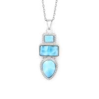 China Sunflower Retro Gold Plated 925 Larimar Sterling Silver Pendant Necklace for sale