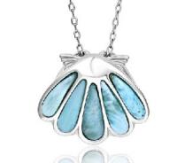China Bohemian 925 Sterling Silver Larimar Starfish Pendant Necklace 18inch for sale