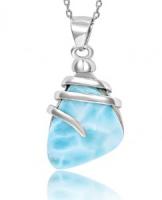 China Bohemian 925 Sterling Silver Larimar Starfish Pendant Necklace 18inch for sale