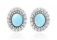 China Gemstone Larimar Silver Jewelry Mini Diamond Teardrop Earrings for sale