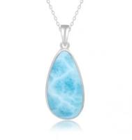 China Round Oval Sterling Larimar Silver Jewelry CZ Pendant Necklace for sale