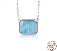 China Round Oval Sterling Larimar Silver Jewelry CZ Pendant Necklace for sale