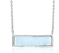 China Round Oval Sterling Larimar Silver Jewelry CZ Pendant Necklace for sale