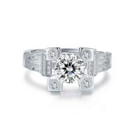 China 1Carat Solitaire Engagement Moissanite Jewelry Ring Four Claws 925 Sterling Silver for sale