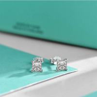China Hip Hop Moissanite Princess Cut Earrings Diamond Stud 14k Gold OEM for sale