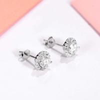 China 925 Sterling Silver Hip Hop Custom Moissanite Jewelry Stud Earrings 2ct Diamond for sale