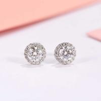 China 925 Sterling Silver Hip Hop Custom Moissanite Jewelry Stud Earrings 2ct Diamond for sale