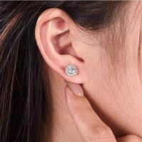 China 925 Sterling Silver Hip Hop Custom Moissanite Jewelry Stud Earrings 2ct Diamond for sale