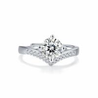 China 0.5 1 Carat 6 Prong Moissanite Engagement Ring D VSS1 925 Sterling Silver Custom for sale