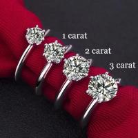 China 18k White Gold Solitaire Moissanite Engagement Rings 2 Carat Wedding Bands for sale