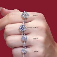 China 18k White Gold Solitaire Moissanite Engagement Rings 2 Carat Wedding Bands for sale
