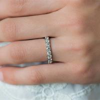 China Silver Prong 4ct Diamond Moissanite Band Rings 10K 12K Anniversary Fine Jewelry for sale