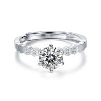 China Six Claws 1CT Silver Moissanite Solitaire Engagement Rings Birthstones S925 Engraved for sale