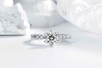 China Six Claws 1CT Silver Moissanite Solitaire Engagement Rings Birthstones S925 Engraved for sale