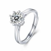 China Eternity 925 Silver 2 Carat Moissanite Solitaire Ring Princess Cut Gold Plated Wedding Jewelry for sale