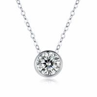 China Women 1ct Diamond Moissanite Solitaire Necklace 925 Sterling Silver OEM for sale
