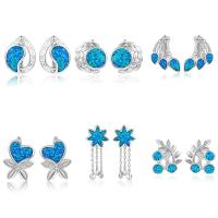 China Multicolor Small Gold Plated Sterling Opal Jewelry Stud Earrings for Women for sale