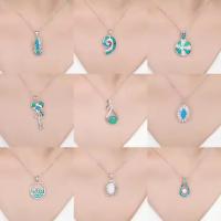 China Blue Sterling Opal Jewelry Sea Animal Pendant Necklace Apollo Chain Birthday Gift for sale