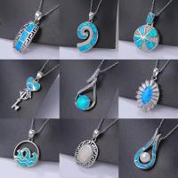 China Blue Sterling Opal Jewelry Sea Animal Pendant Necklace Apollo Chain Birthday Gift for sale