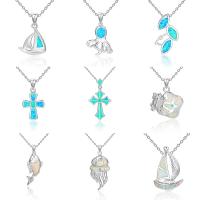 China Custom S925 Sterling Blue Opal Necklace Silver Pendant Jewellery for sale