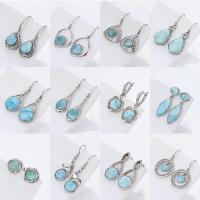 China Blue 925 Silver Sterling Opal Jewelry Minimalist Stone Earring OEM for sale