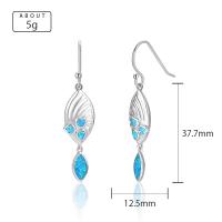 China Blue 925 Silver Sterling Opal Jewelry Minimalist Stone Earring OEM for sale