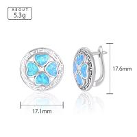 China Blue 925 Silver Sterling Opal Jewelry Minimalist Stone Earring OEM for sale