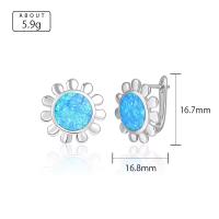 China Blue 925 Silver Sterling Opal Jewelry Minimalist Stone Earring OEM for sale