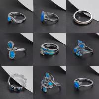 China Blue Green Quartz Gemstone Opal Ring Silver Band 925 Sterling Silver Ring Jewelry for sale