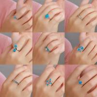 China Blue Green Quartz Gemstone Opal Ring Silver Band 925 Sterling Silver Ring Jewelry for sale