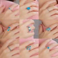 China Blue Green Quartz Gemstone Opal Ring Silver Band 925 Sterling Silver Ring Jewelry for sale