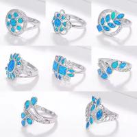 China Natural Blue Sterling Opal Jewelry Ring For Women ODM for sale