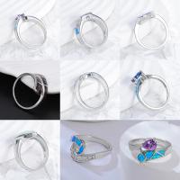 China Blue Vermeil Opal Inlay Wedding Band Womens Jewelry 925 Silver for sale