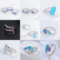 China Blue Vermeil Opal Inlay Wedding Band Womens Jewelry 925 Silver for sale