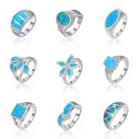 China Blue Vermeil Opal Inlay Wedding Band Womens Jewelry 925 Silver for sale