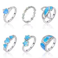 China Blue Vermeil Opal Inlay Wedding Band Womens Jewelry 925 Silver for sale