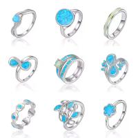 China Blue Vermeil Opal Inlay Wedding Band Womens Jewelry 925 Silver for sale