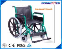 China BM-2008/FS901B Green Best Selling Steel Frame Economic Detechable Footrest Wheelchair  PU Castor Wheelchair for sale